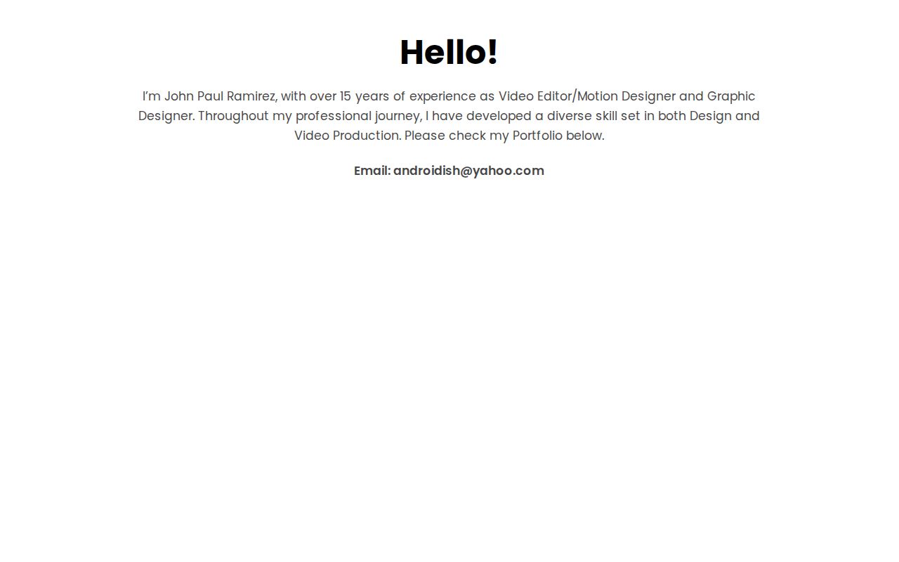 John Paul Ramirez - Video Editor/Motion Designer and Graphic Designer